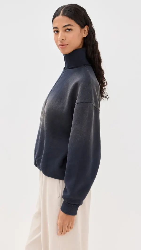 Acne Studios Logo Quarter Zip Sweater In Navy Blue - 40% Off